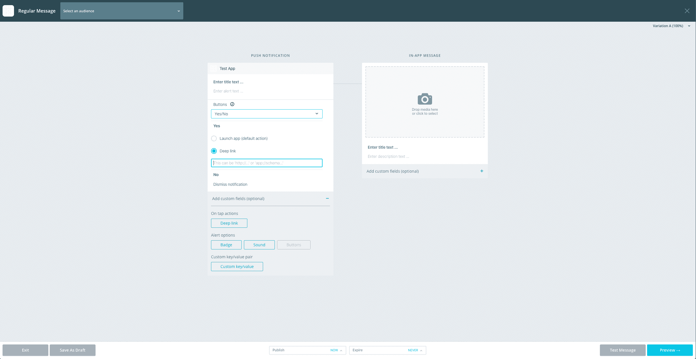 Add Interactive Buttons to Push Notifications - Sailthru Documentation